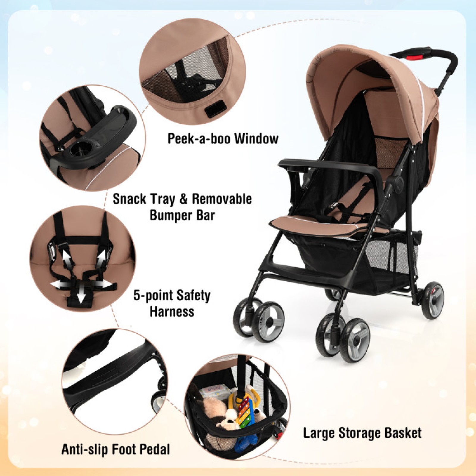 Toddler Travel Stroller for Airplane with Adjustable Backrest and ...