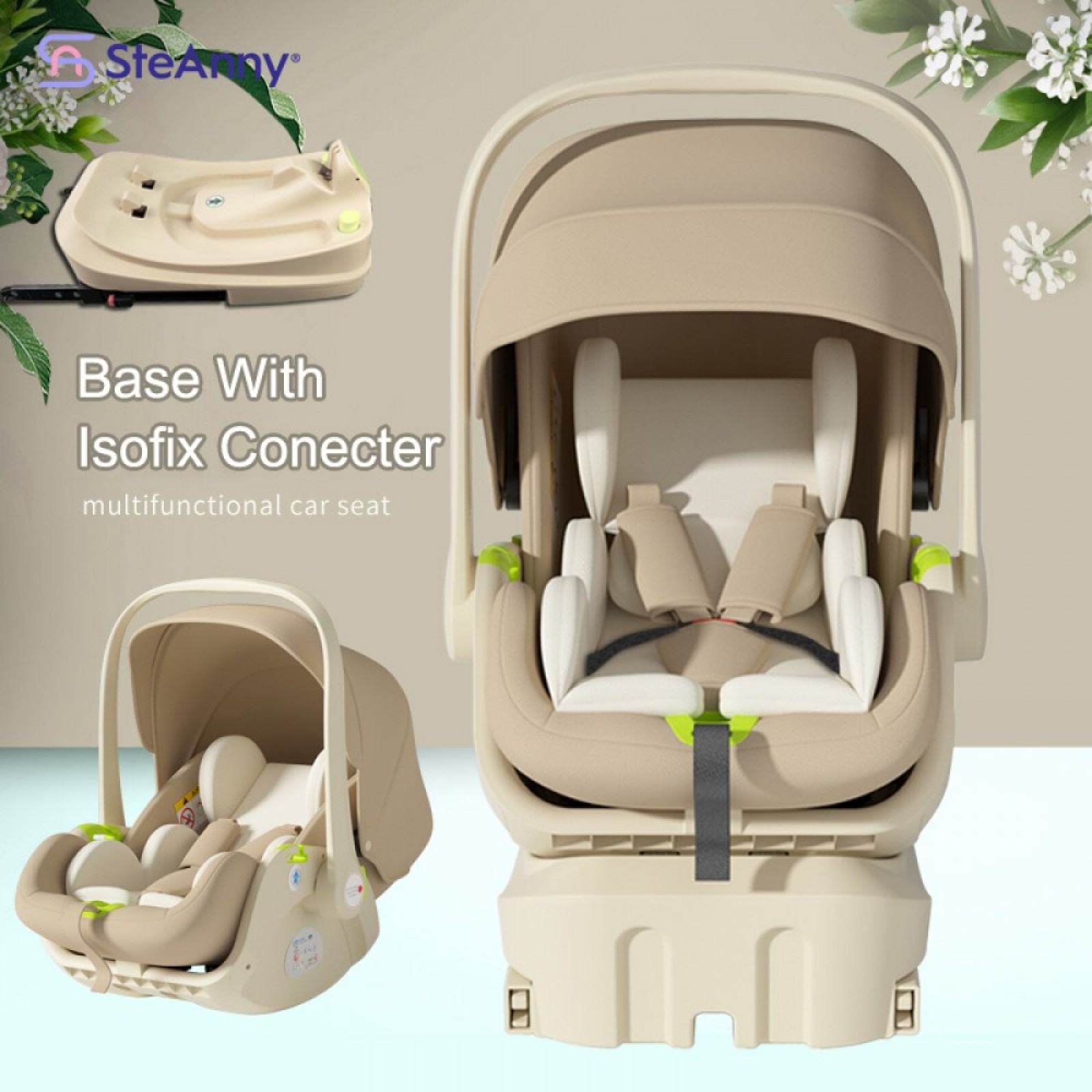 Infant Car Seat Travel System with ISOFIX Connector Base, Suit for ...