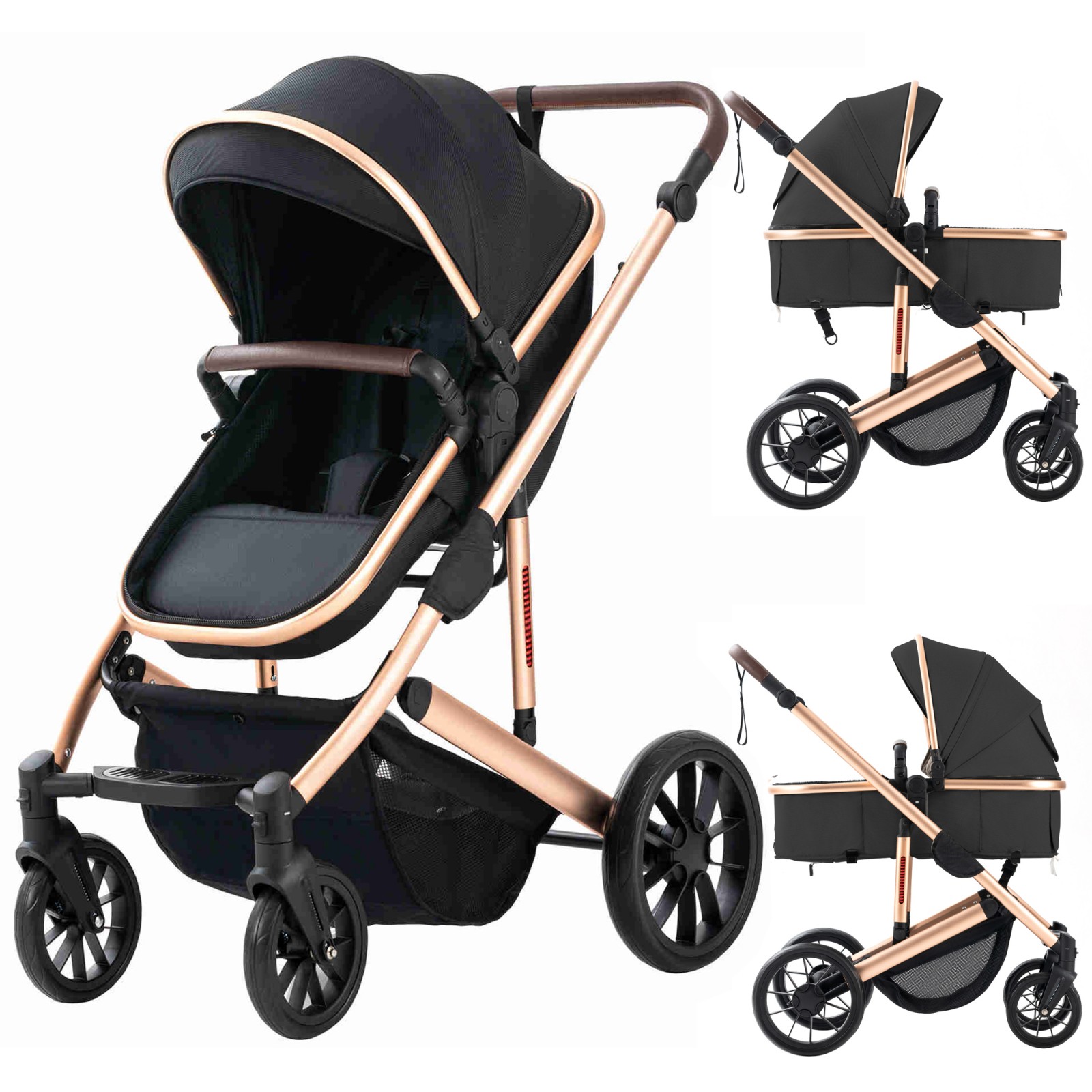 Steanny 5-IN-1 Baby Stroller Travel System Pram With Car Seat and Base ...