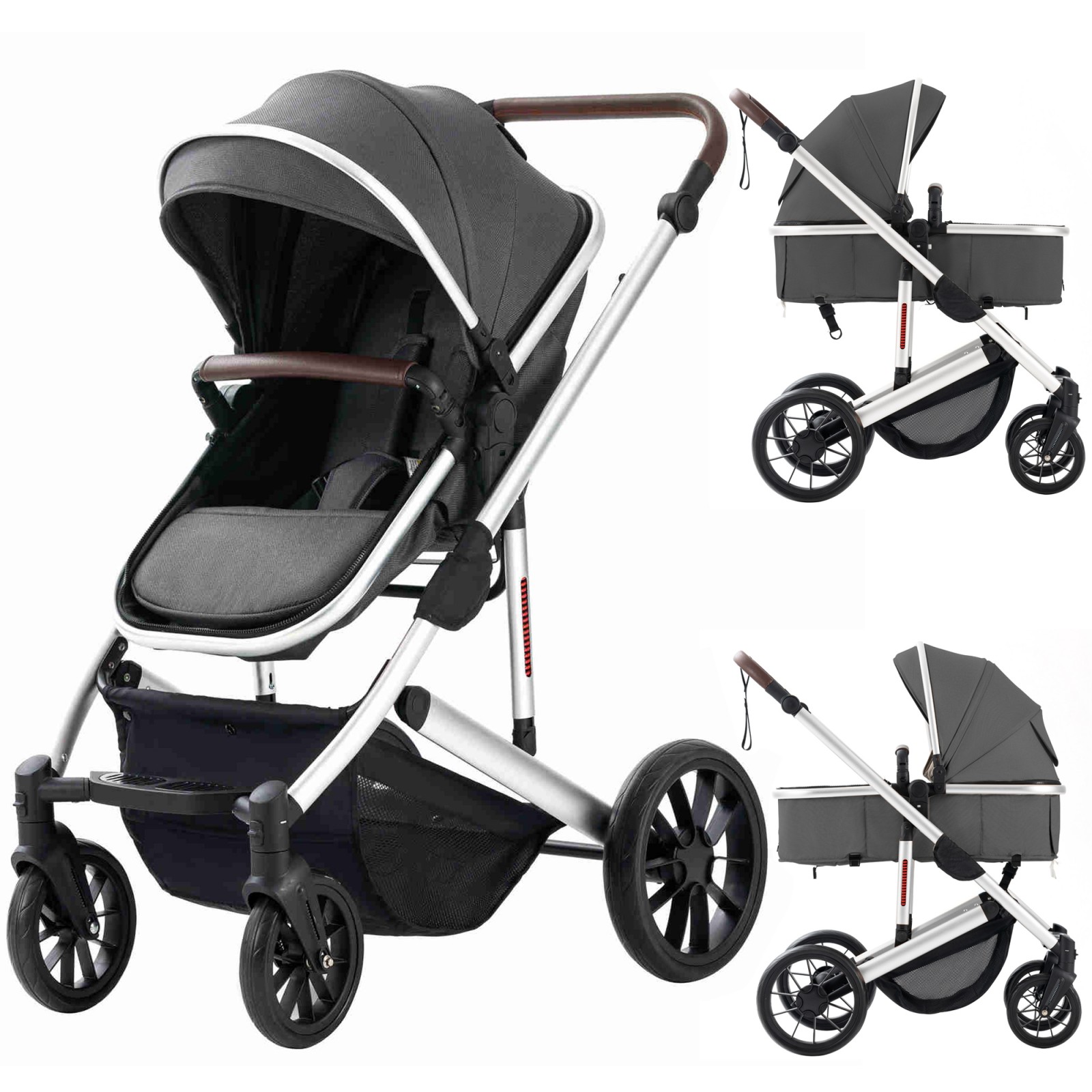 Steanny 5-IN-1 Baby Stroller Travel System Pram With Car Seat and Base ...