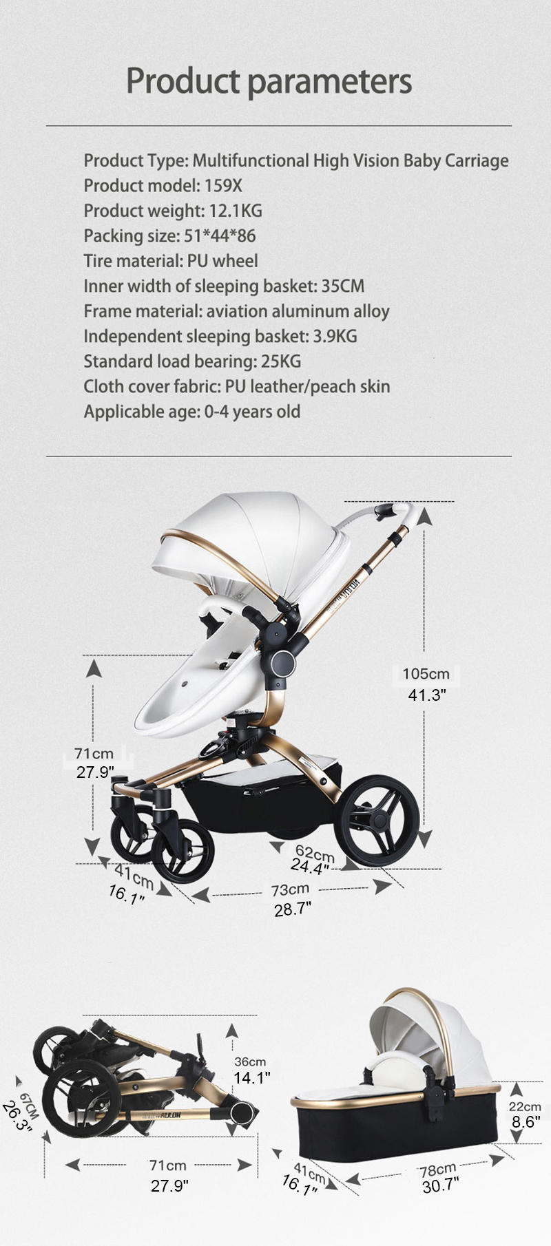 Buy AULON™ 360° Rotation 3-in-1 Baby Stroller Combo Car Seat Travel ...