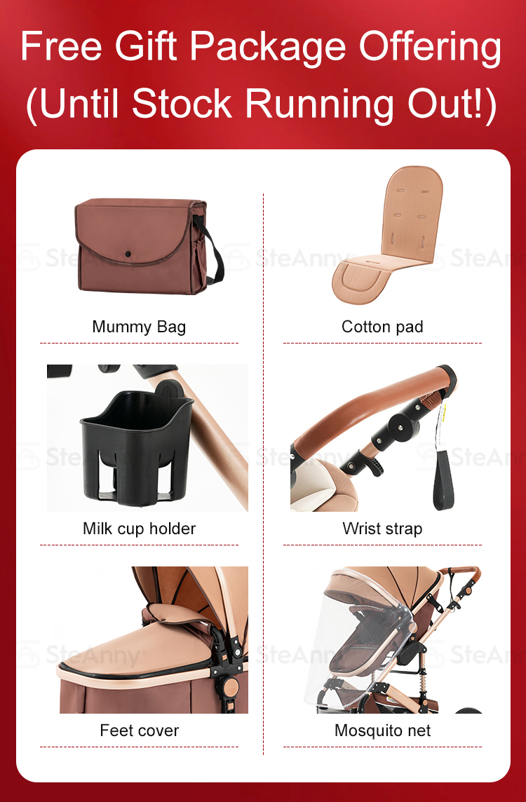Steanny 5-IN-1 Baby Stroller Travel System Pram With Car Seat and Base ...
