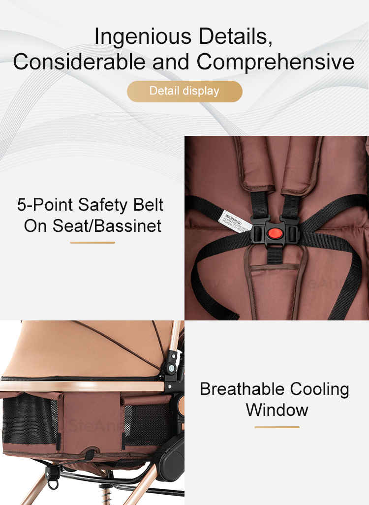 Steanny 5-IN-1 Baby Stroller Travel System Pram With Car Seat and Base ...