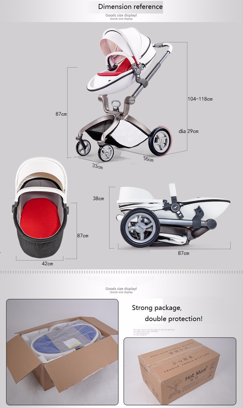 Hotmom 3-In-1 Pram Baby Stroller With Car Seat Toddler Carriage ...